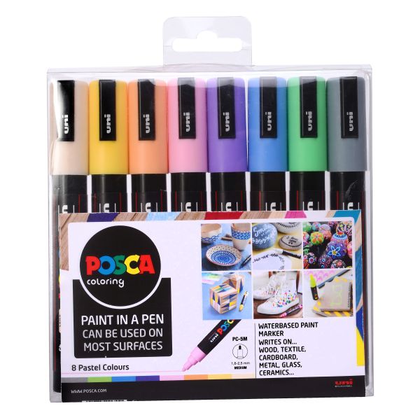 POSCA PC-5M FINE PAINT MARKERS: PASTEL COLOURS (8) - Nimble Fingers